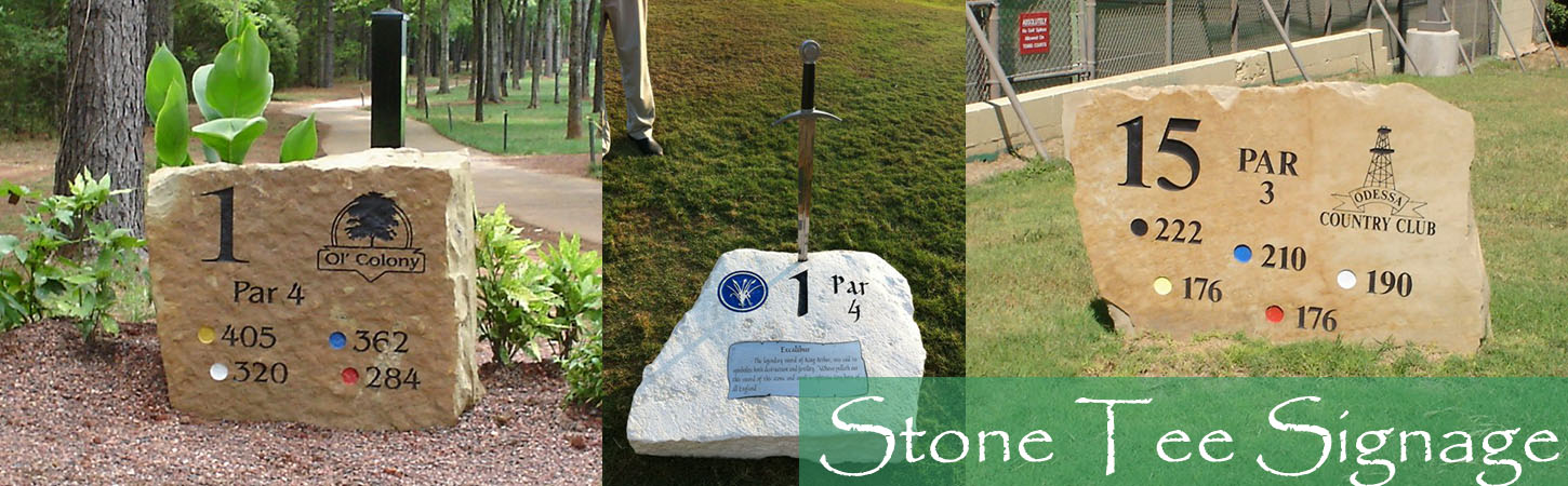 Stone Tee Signage - Baker Golf Aids